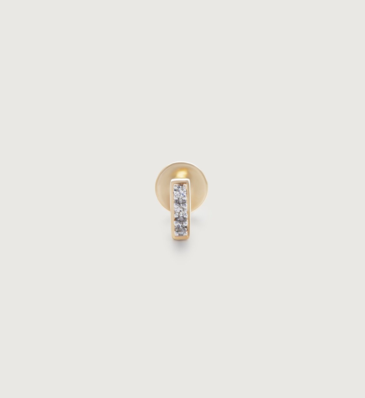 Linear Diamond Bar Single Labret Piercing Earring in 14k Solid Gold and ...