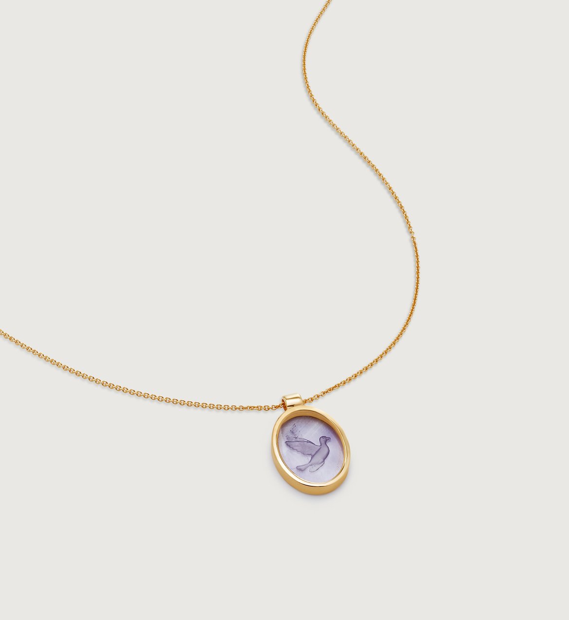 Intaglio Dove Necklace Adjustable 41-46cm/16-18' in 18k Gold Vermeil on ...