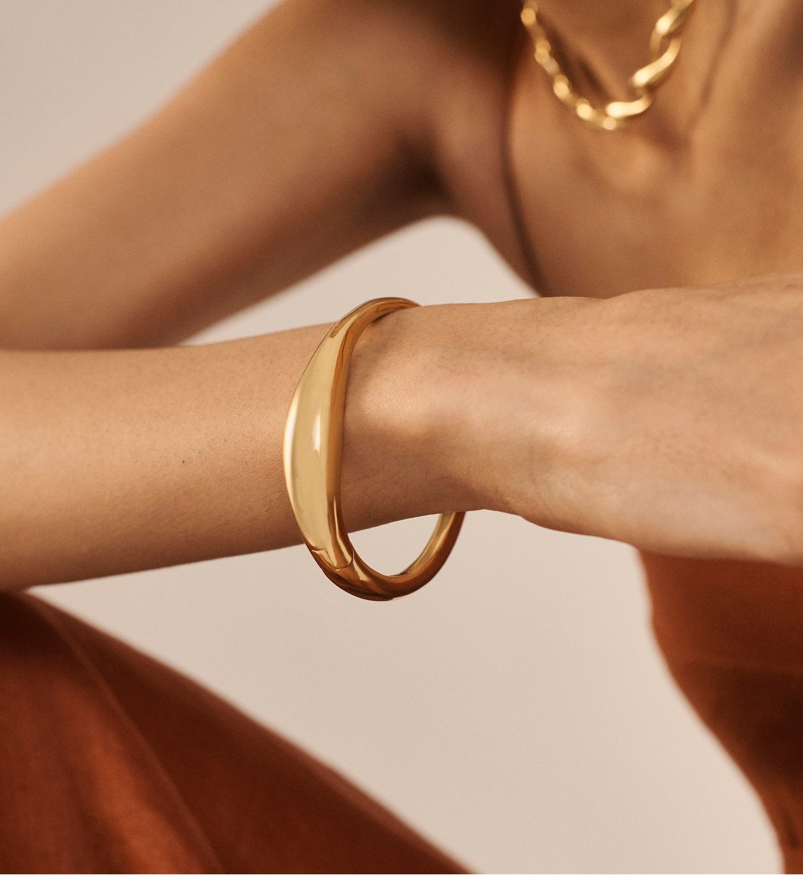 Nura Reef Bold Bangle in 18k Gold Vermeil on Sterling Silver | Jewellery by Monica Vinader