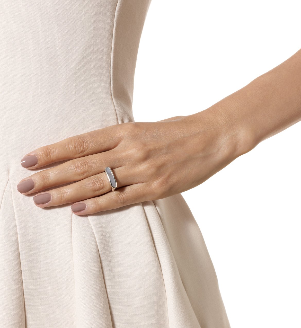 Baja Ring in Sterling Silver and Grey Agate | Jewellery by Monica Vinader