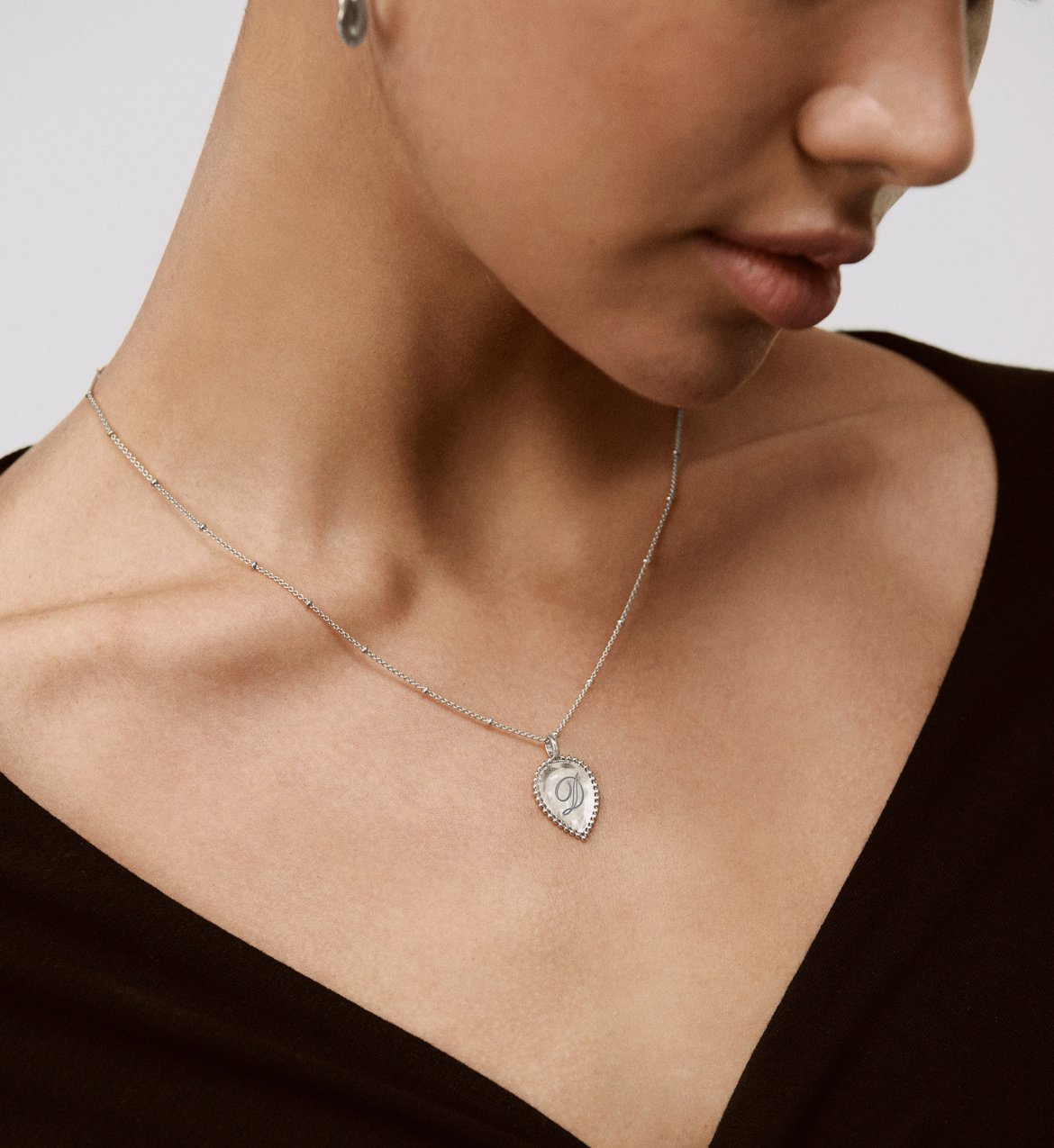 Deia Beaded Lotus Pendant Charm in Sterling Silver | Jewellery by ...