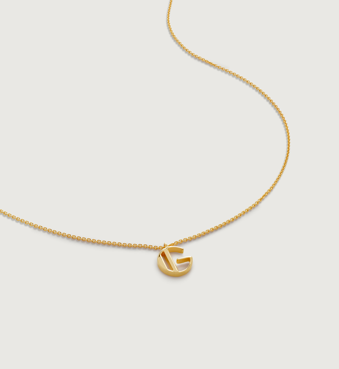 Initial G Necklace Adjustable 41-46cm/16-18' in 18k Gold Vermeil on ...
