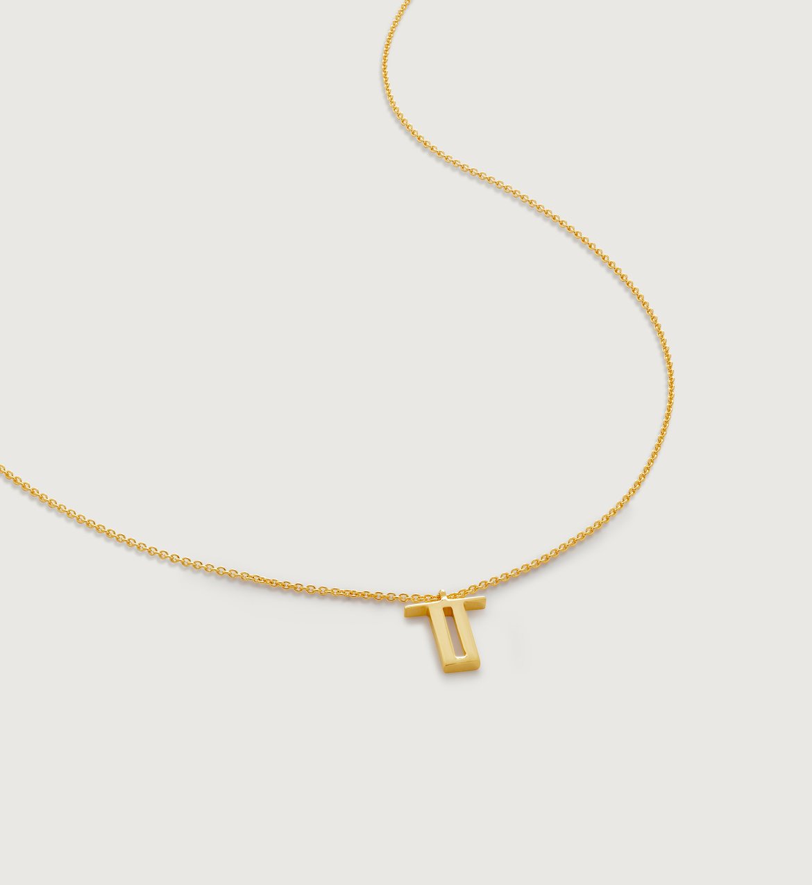 Initial T Necklace Adjustable 41-46cm/16-18' in 18k Gold Vermeil on ...