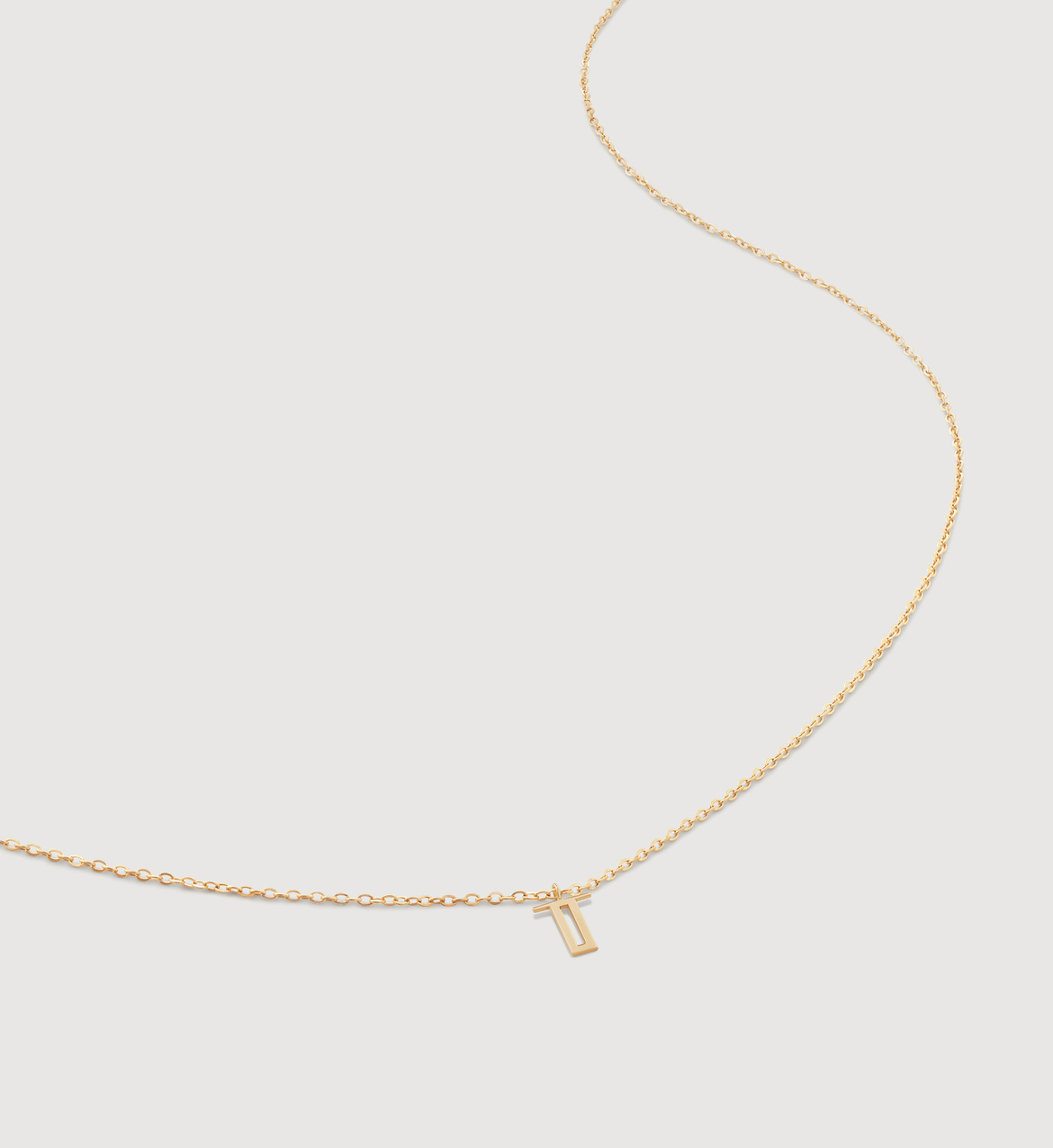 Mini Initial T Chain Necklace in 14k Solid Gold | Jewellery by Monica ...