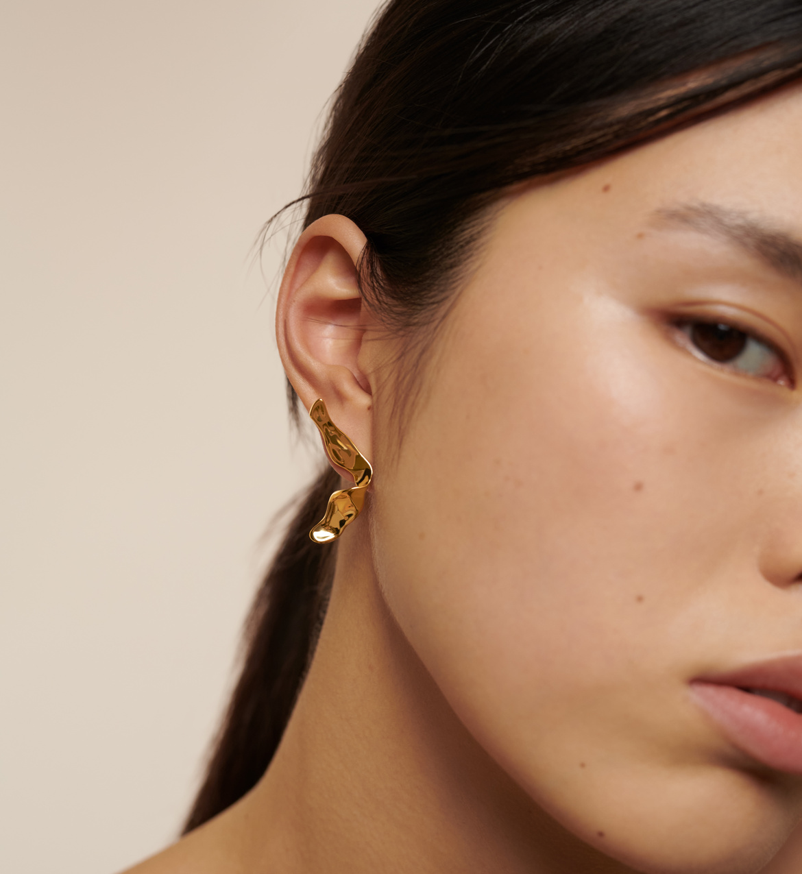 Wave Large Stud Earrings in 18k Gold Vermeil on Sterling Silver ...