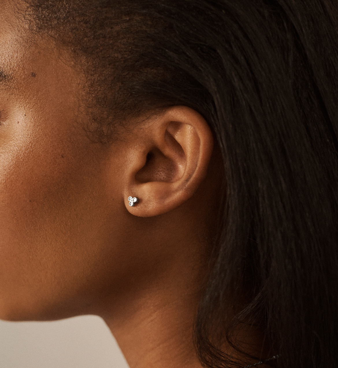 Diamond Cluster Single Labret Piercing Earring in 14k Solid White Gold ...