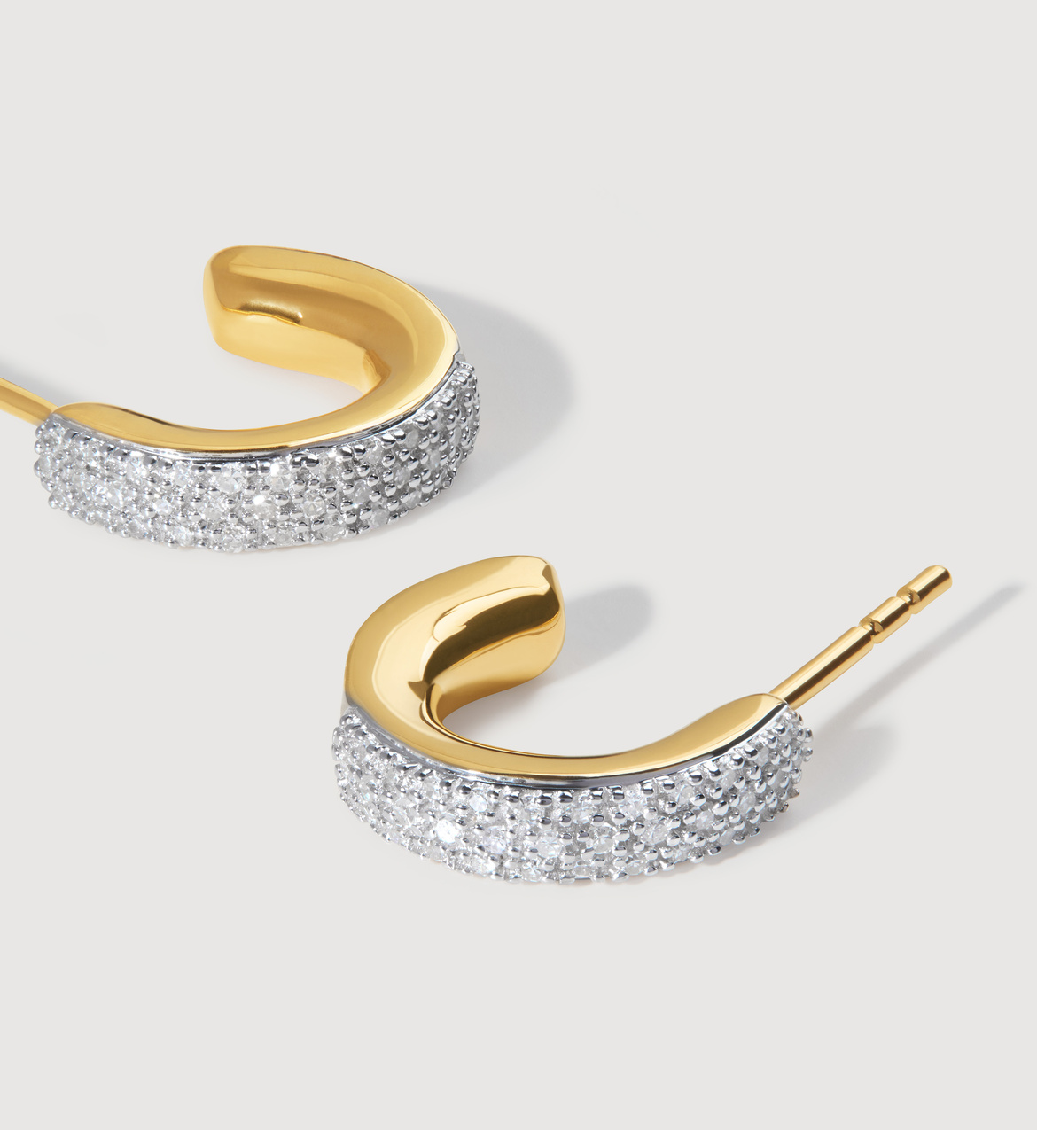 Fiji Mini Diamond Huggie Earrings in 18k Gold Vermeil on Sterling ...