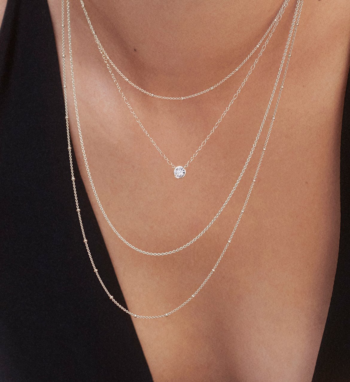 Large Lab Grown Diamond Essentials Necklace Adjustable 41-46cm/16-18 ...