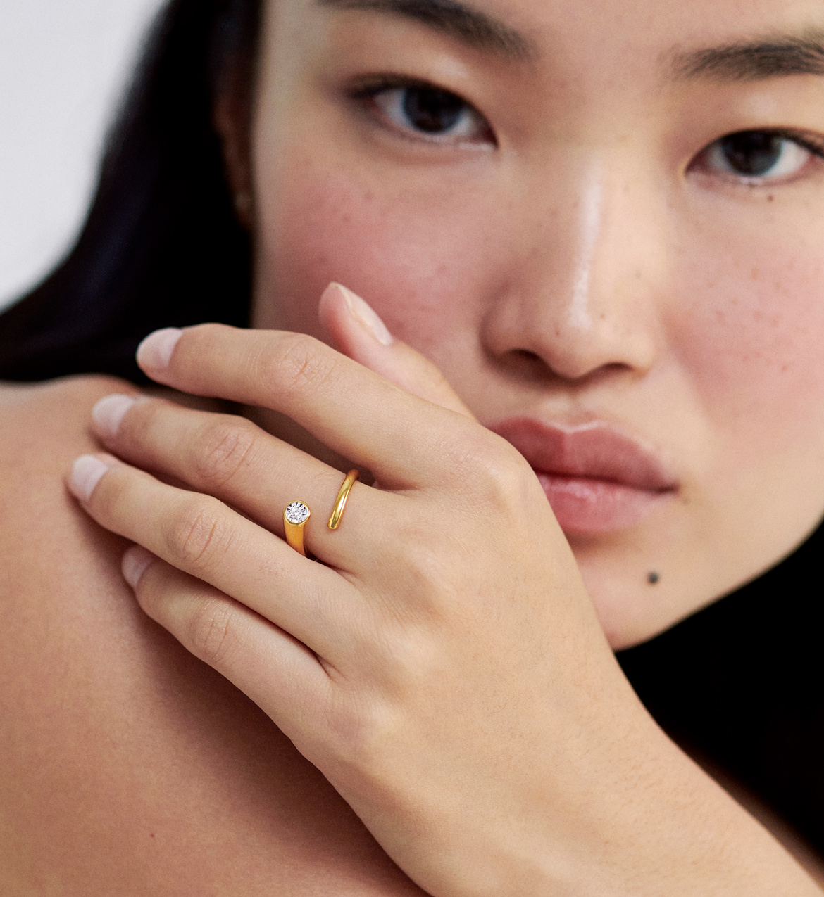 Lab Grown Diamond Solitaire Wrap Ring in 18k Gold Vermeil on Sterling ...