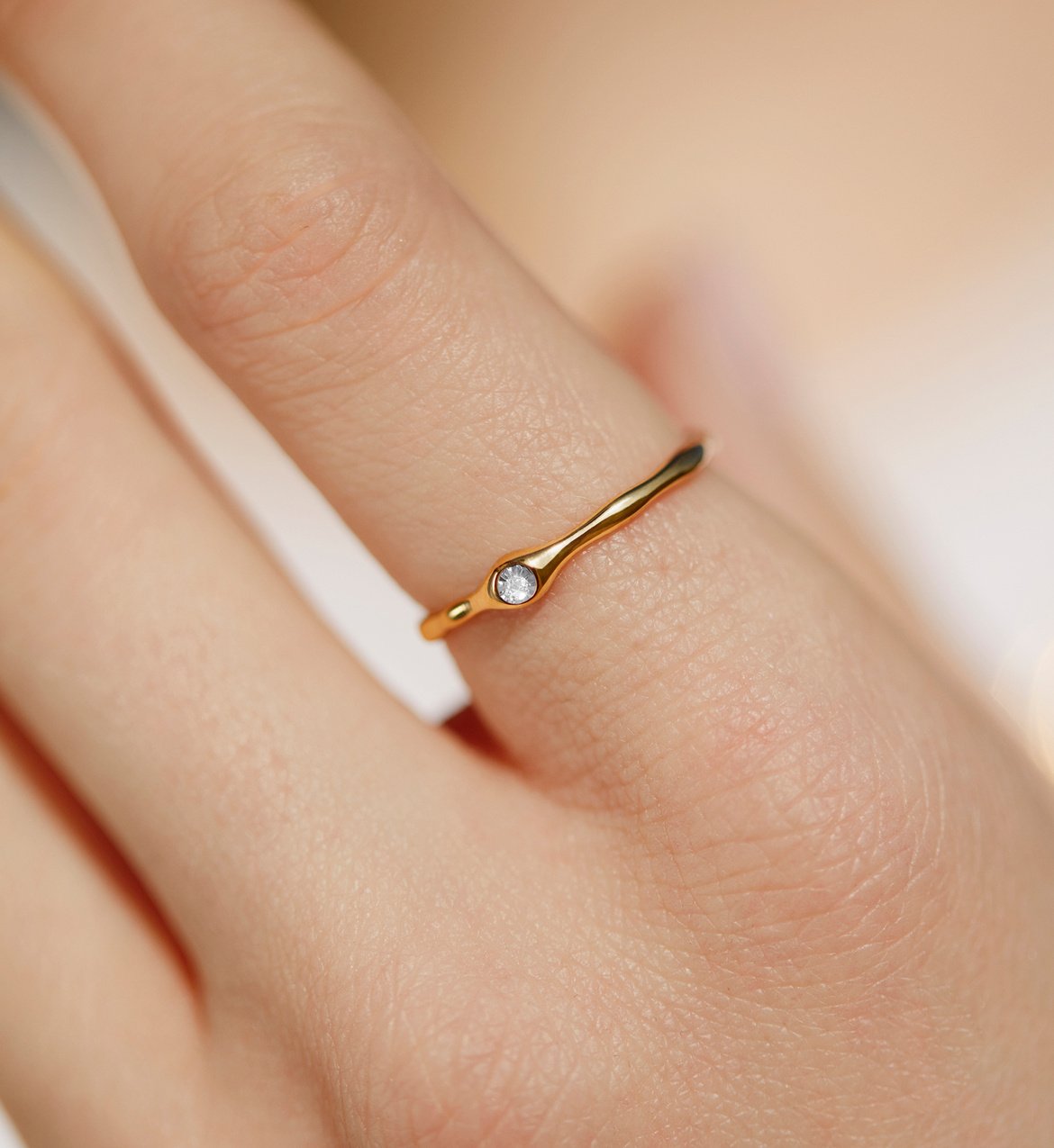 Siren Mini Lab Grown Diamond Stacking Ring in 18k Gold Vermeil on ...