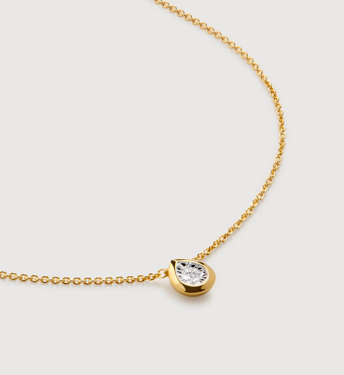 Pear Diamond Chain Necklace in 18k Gold Vermeil on Sterling Silver and ...