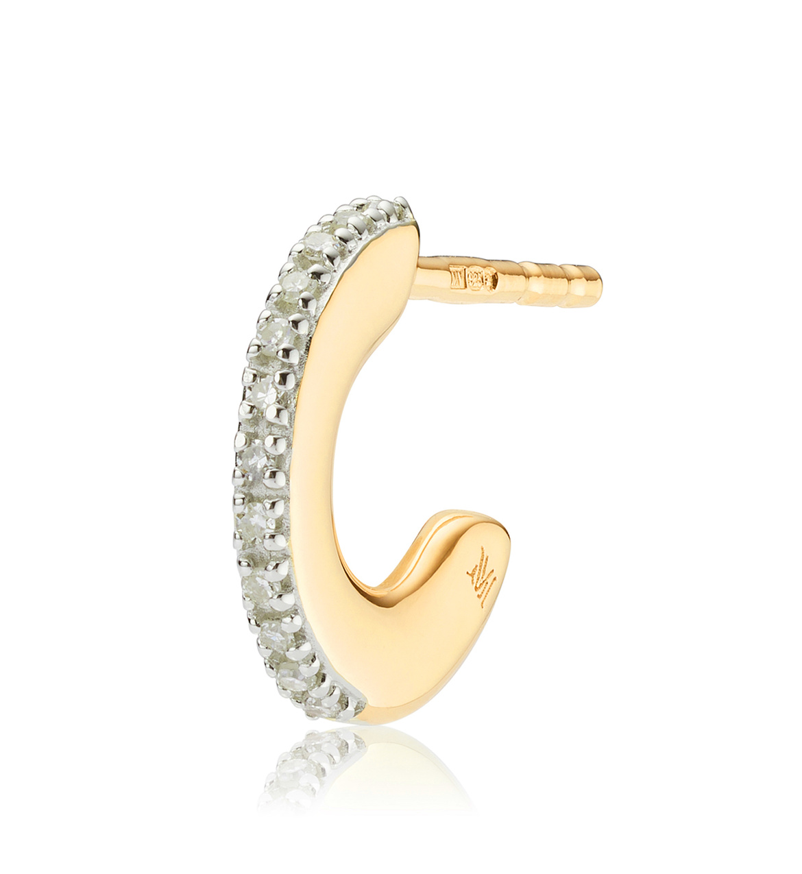 Fiji Small Skinny Hoop Diamond Single Earring in 18ct Gold Vermeil On ...
