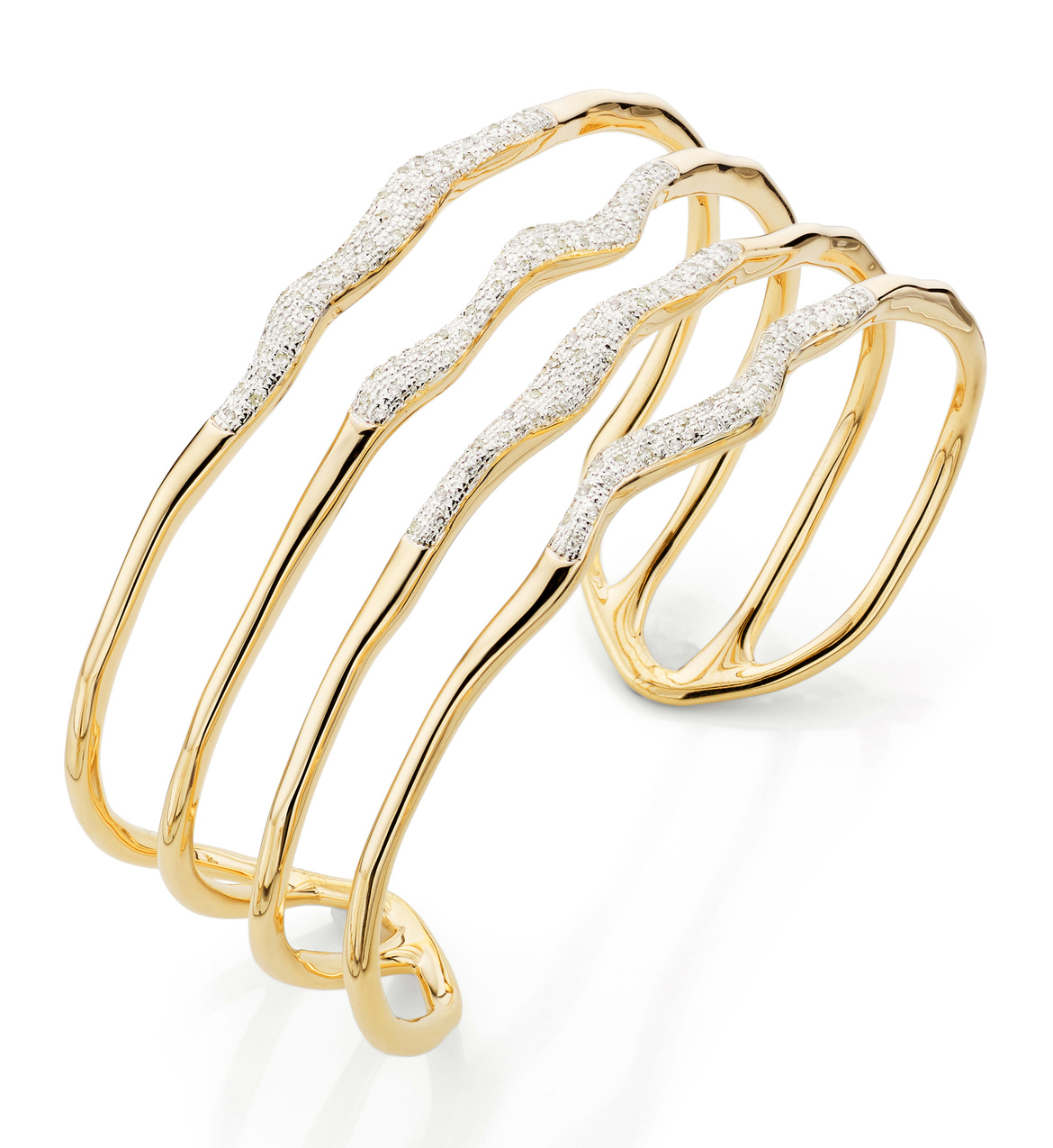 Riva Diamond Hero Wave Cuff in 18k Gold Vermeil on Sterling Silver and ...