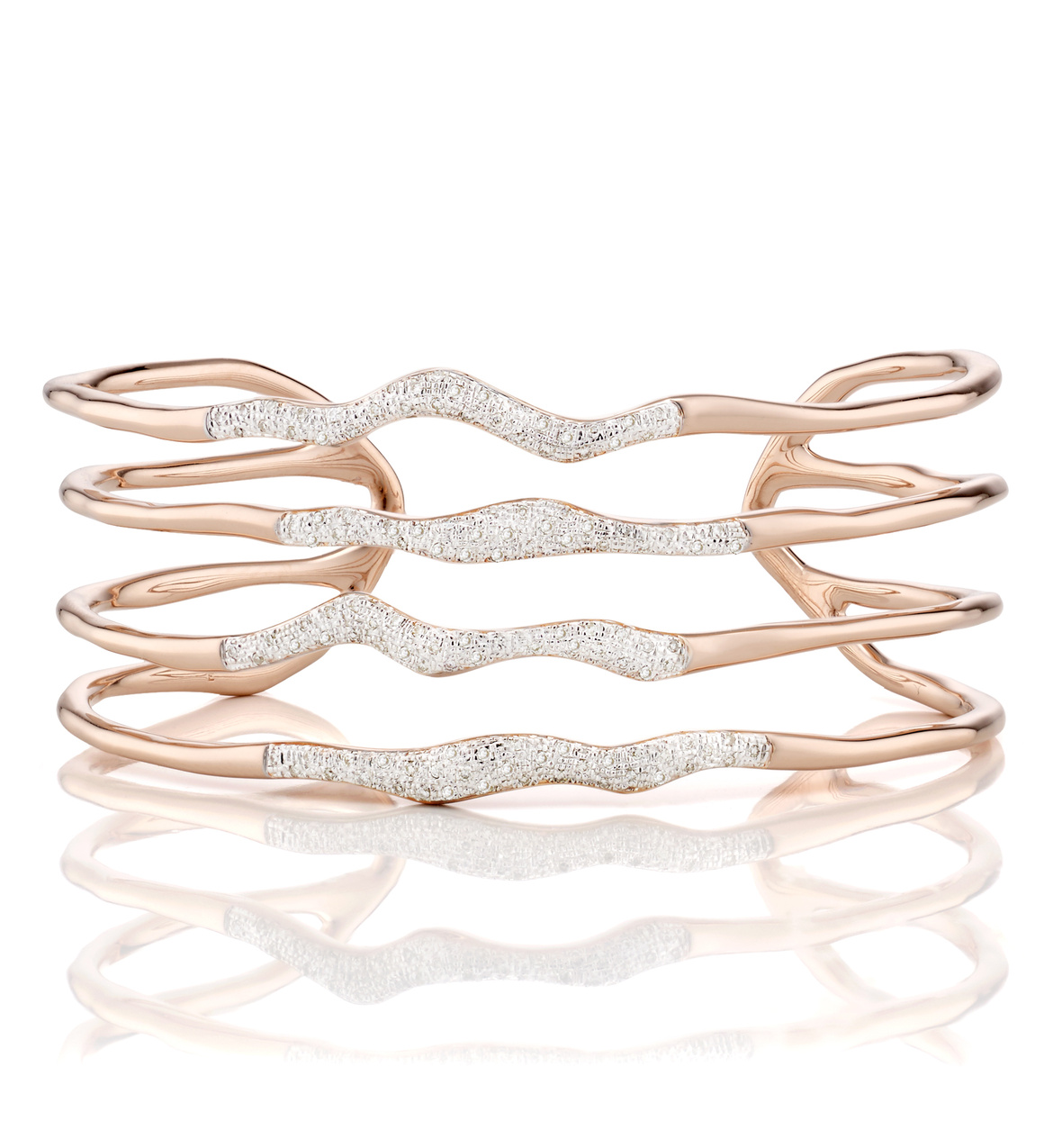 Riva Diamond Hero Wave Cuff in 18ct Rose Gold Vermeil On Sterling ...