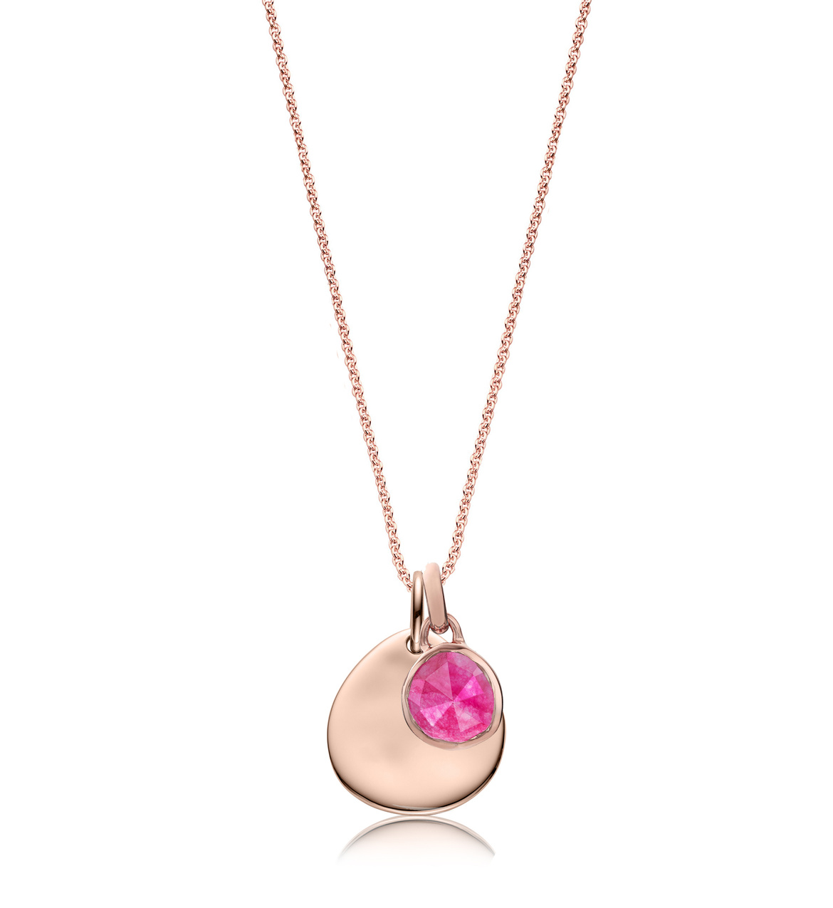 Siren Mini Bezel and Siren Small Pendant Charm Necklace Set - Pink ...