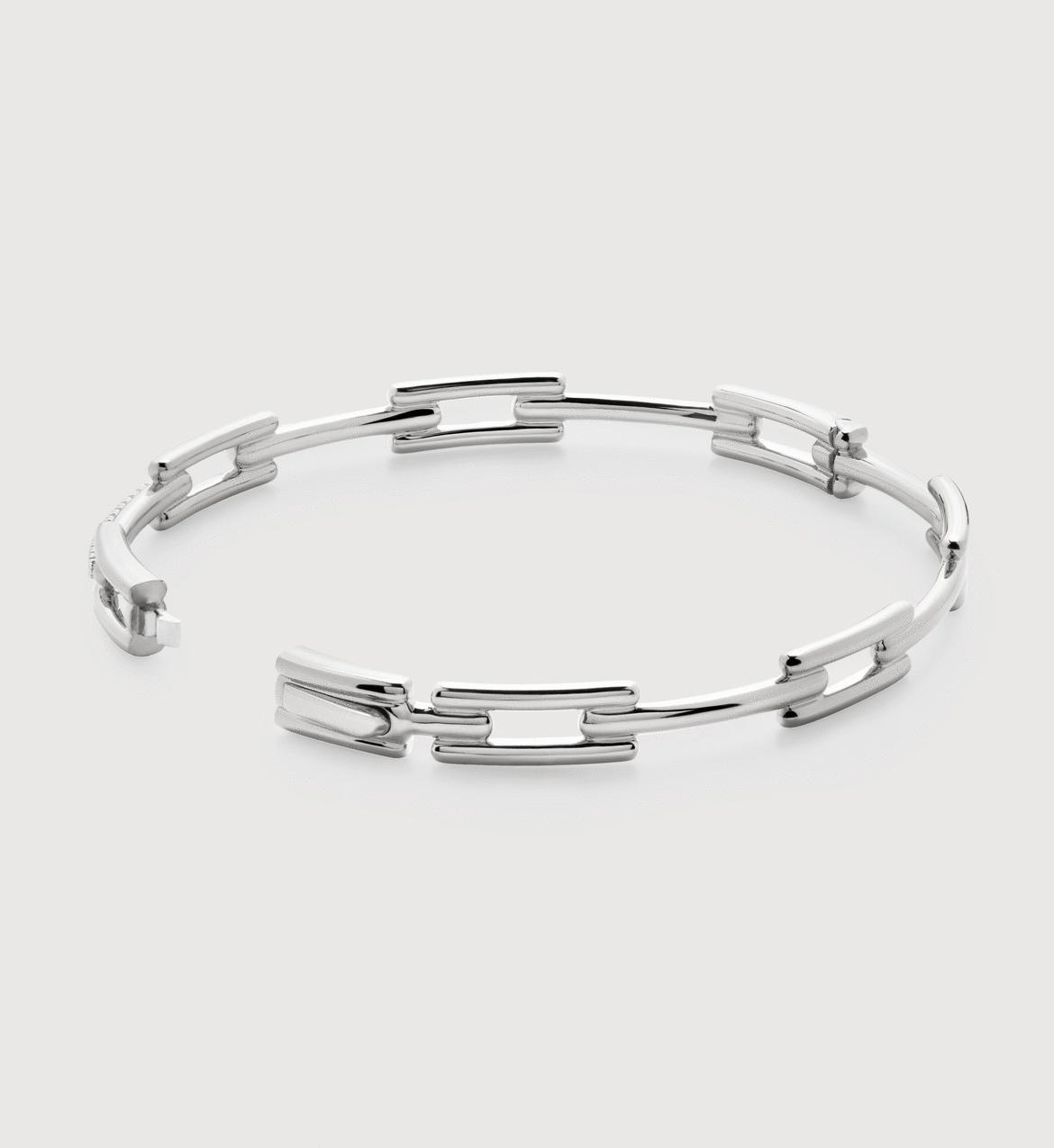 Signature Link Diamond Slim Bangle in Sterling Silver and Lab Grown ...