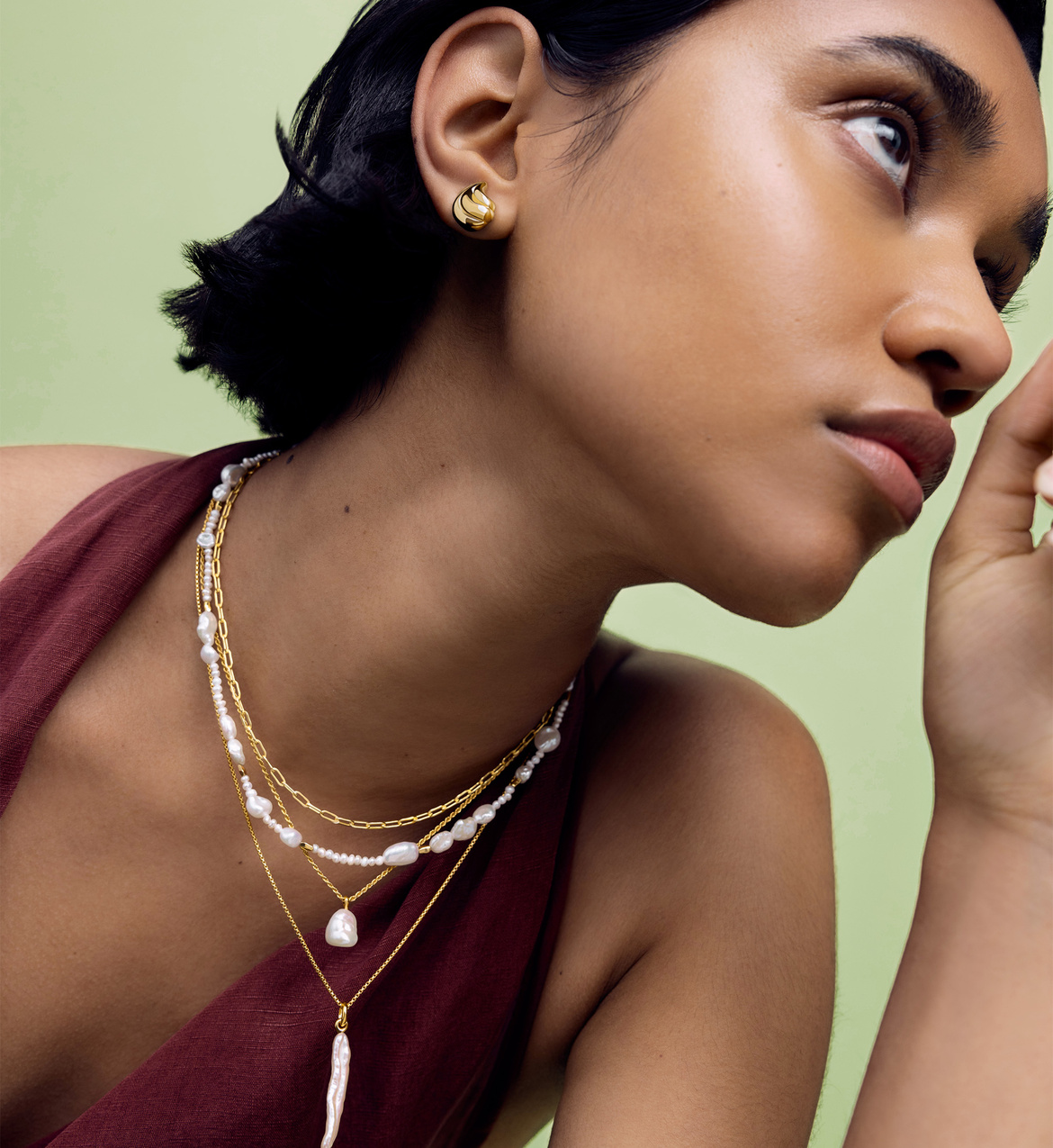 Pearl Scatter Necklace Adjustable 41-46cm/16-18' in 18k Gold Vermeil on ...