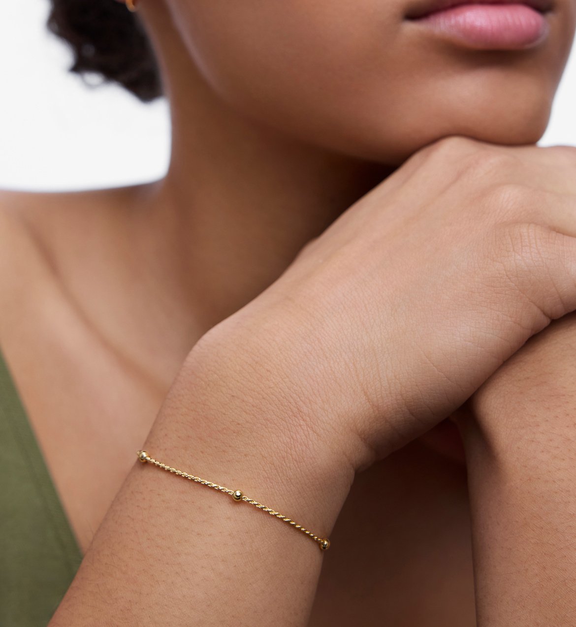 Beaded Rope Chain Bracelet in 18k Gold Vermeil on Sterling Silver ...