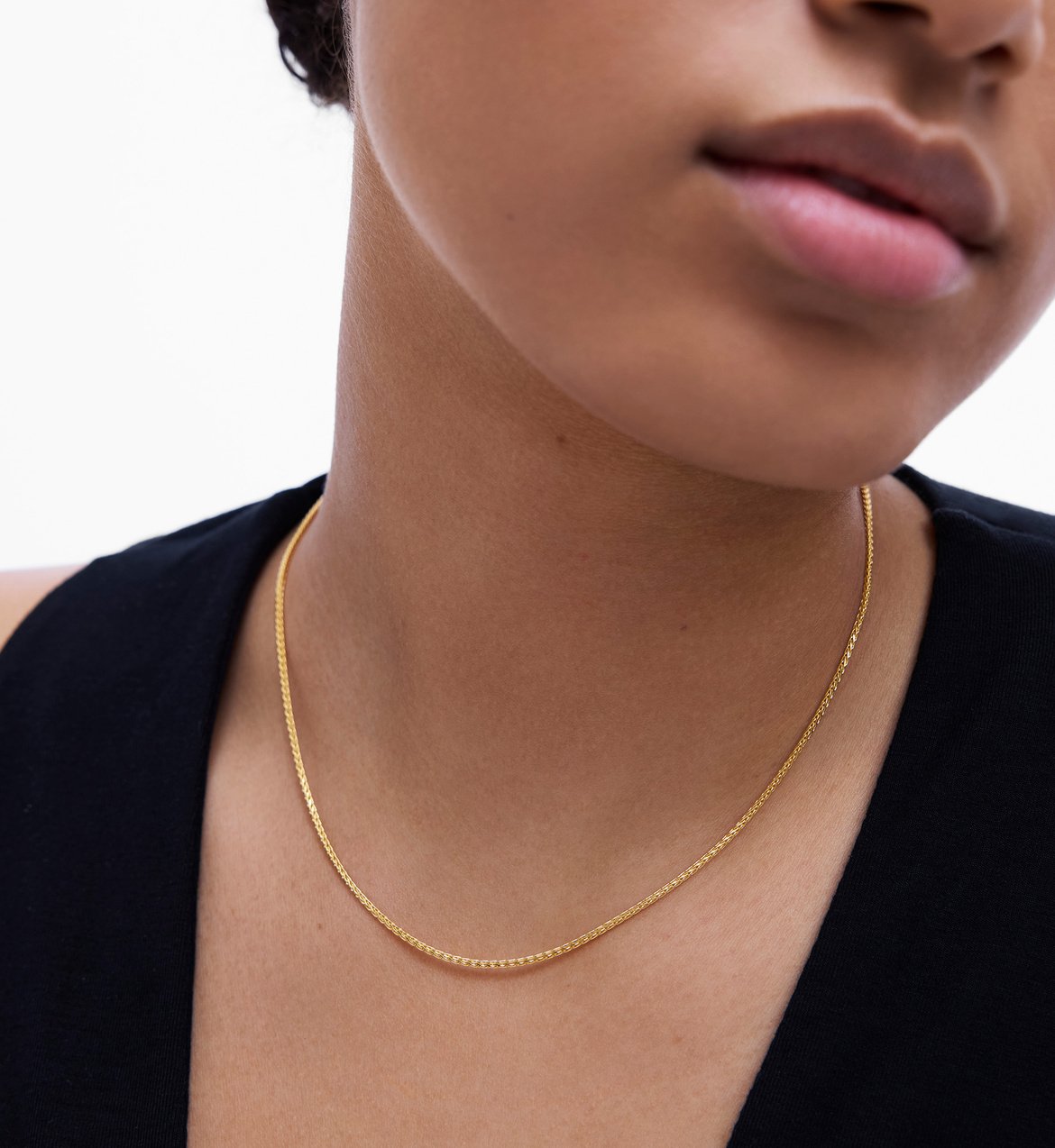 Round Spiga Chain Necklace Adjustable 41-46cm/16-18' in 18k Gold ...