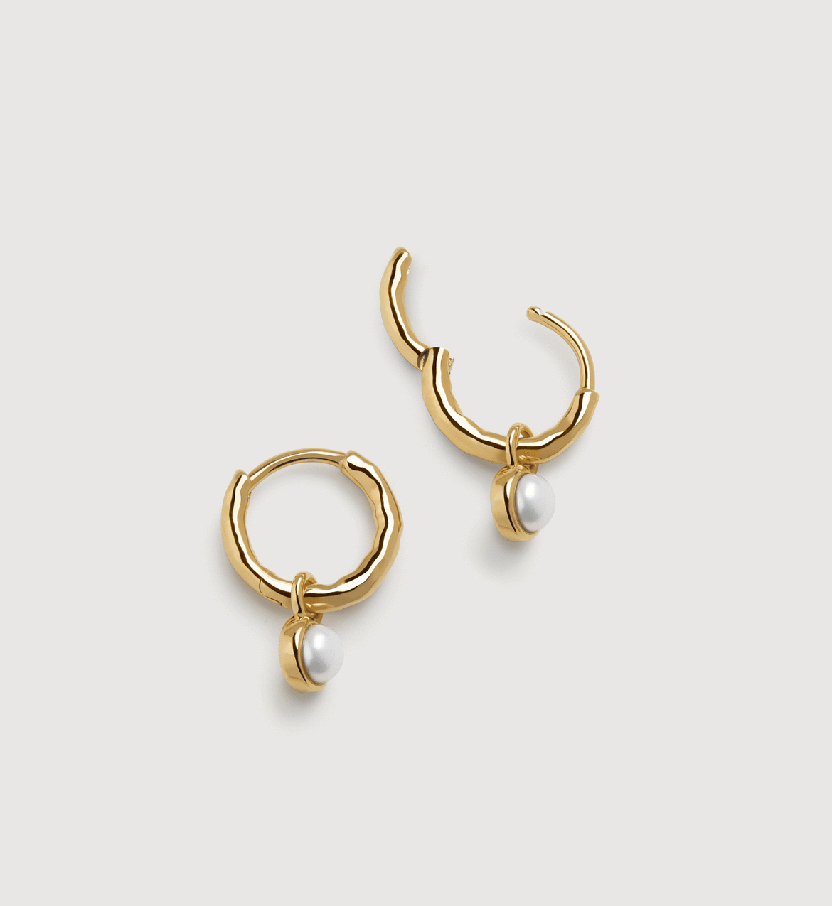 Siren Mini Pearl Huggie Earrings in 18k Gold Vermeil on Sterling Silver ...