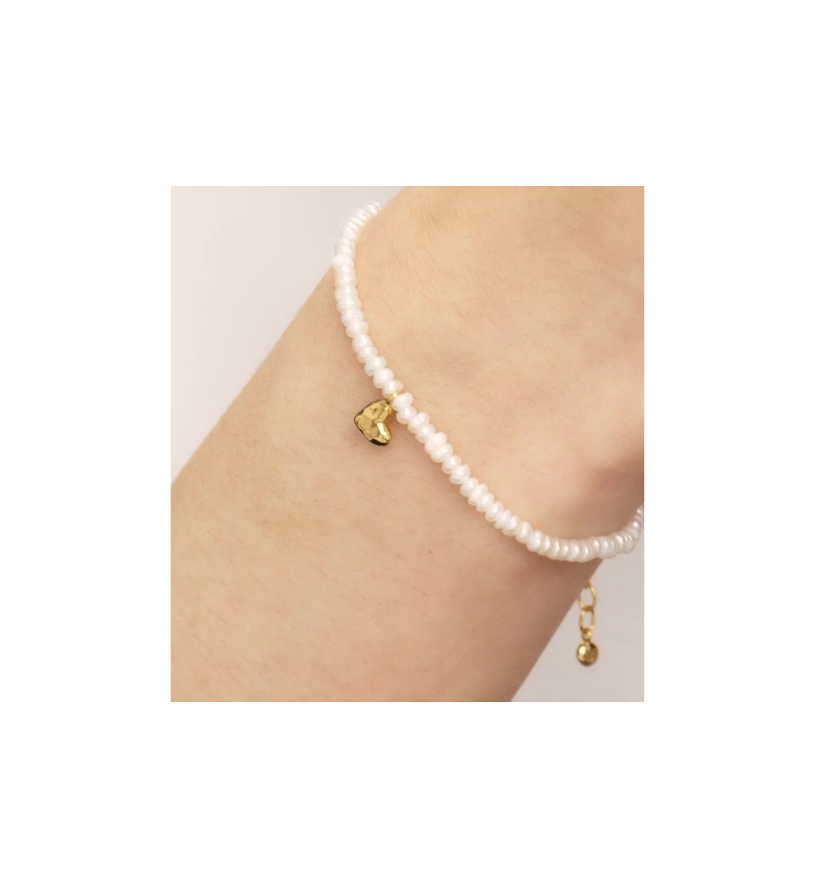 Heart Mini Pearl Bracelet in 18k Gold Vermeil on Sterling Silver and Pearl | Jewellery by Monica ...