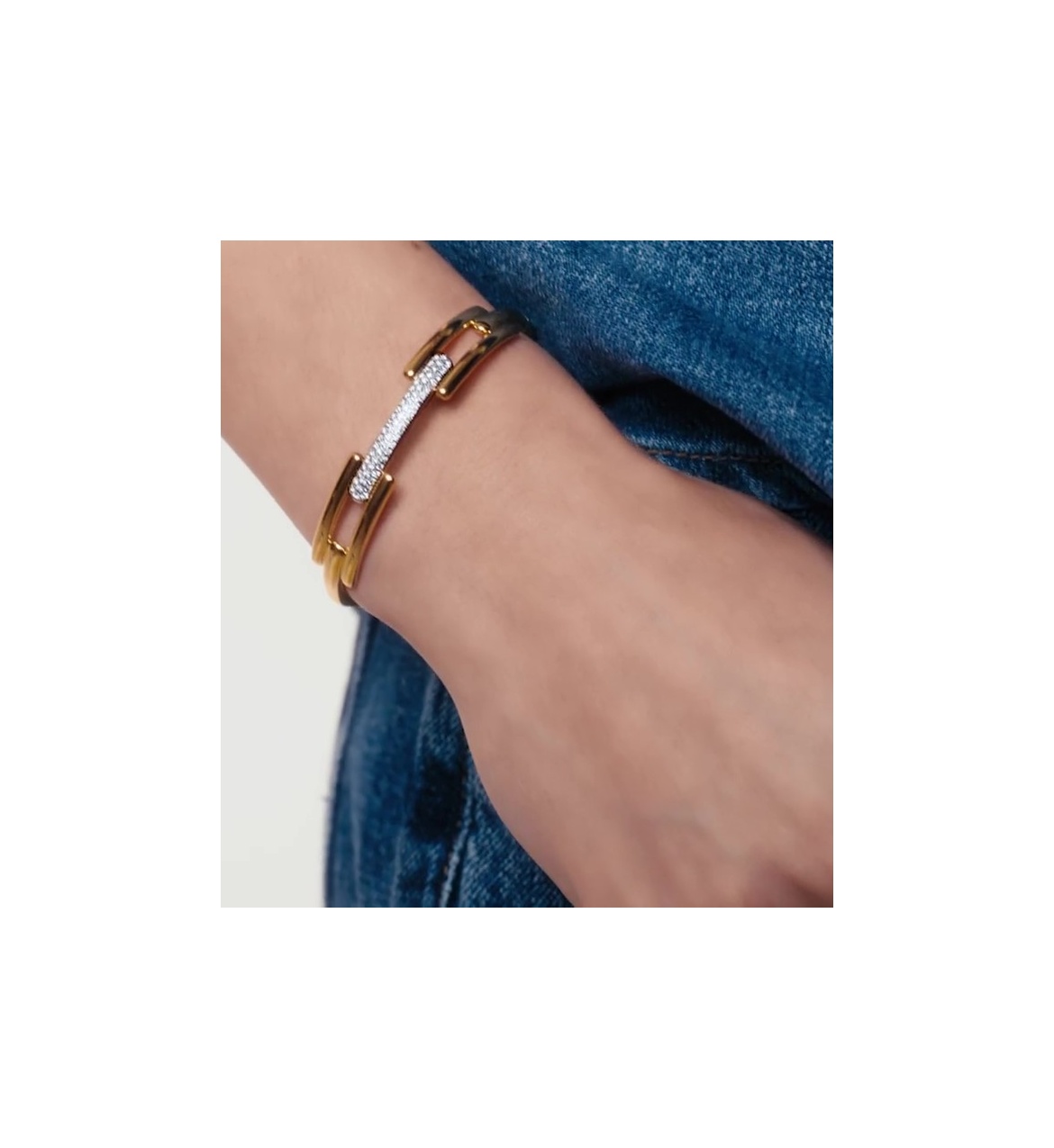 Lab Grown Diamond Signature Link Bangle in 18k Gold Vermeil on Sterling ...