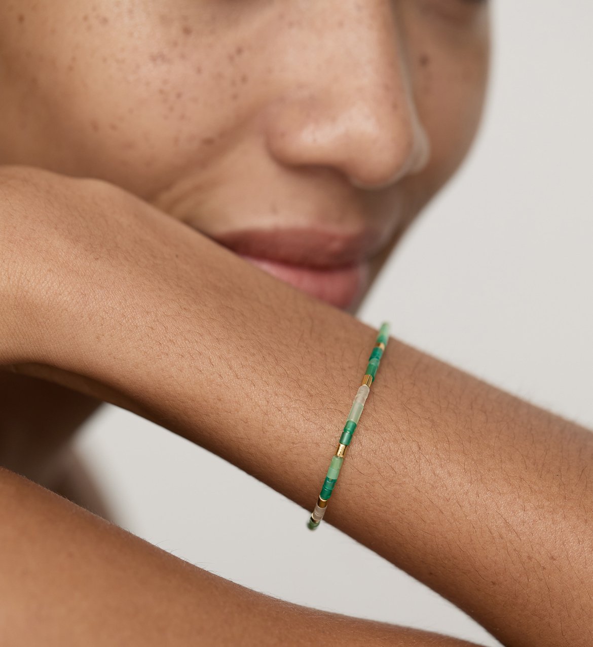 Delphi Multi Gemstone Beaded Necklace and Bracelet Set - Green Onyx ...