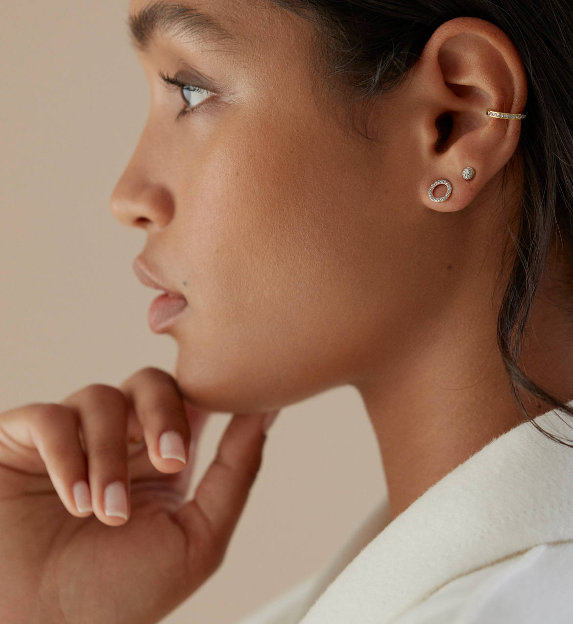 Fiji Tiny Button Diamond Stud Earrings in 18k Gold Vermeil on Sterling ...