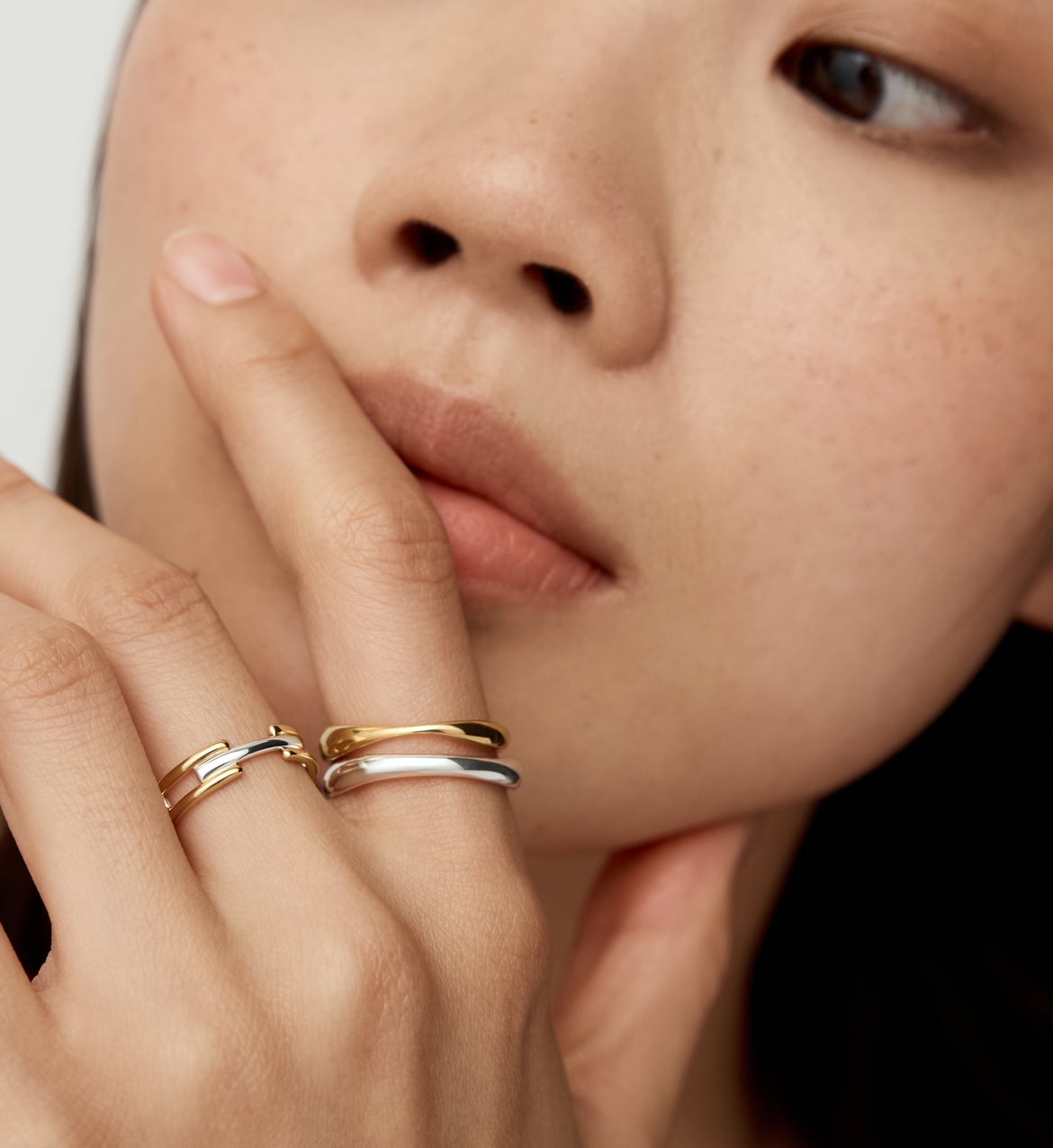 Signature Link Mixed Metal Stacking Ring in 18k Gold Vermeil on ...