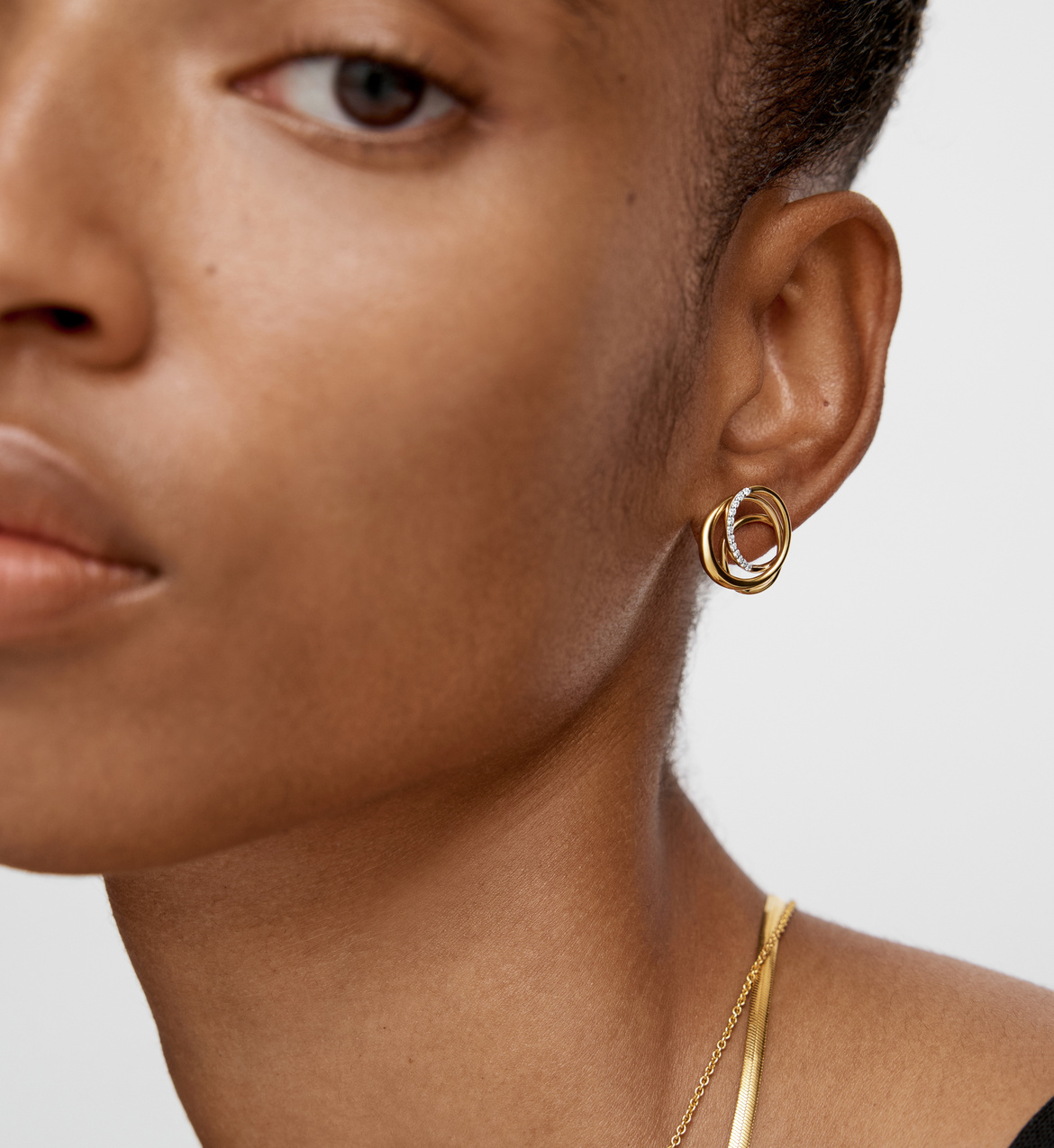 Nura Wrap Pavé Diamond Stud Earrings in 18k Gold Vermeil on Sterling Silver and Lab Grown ...
