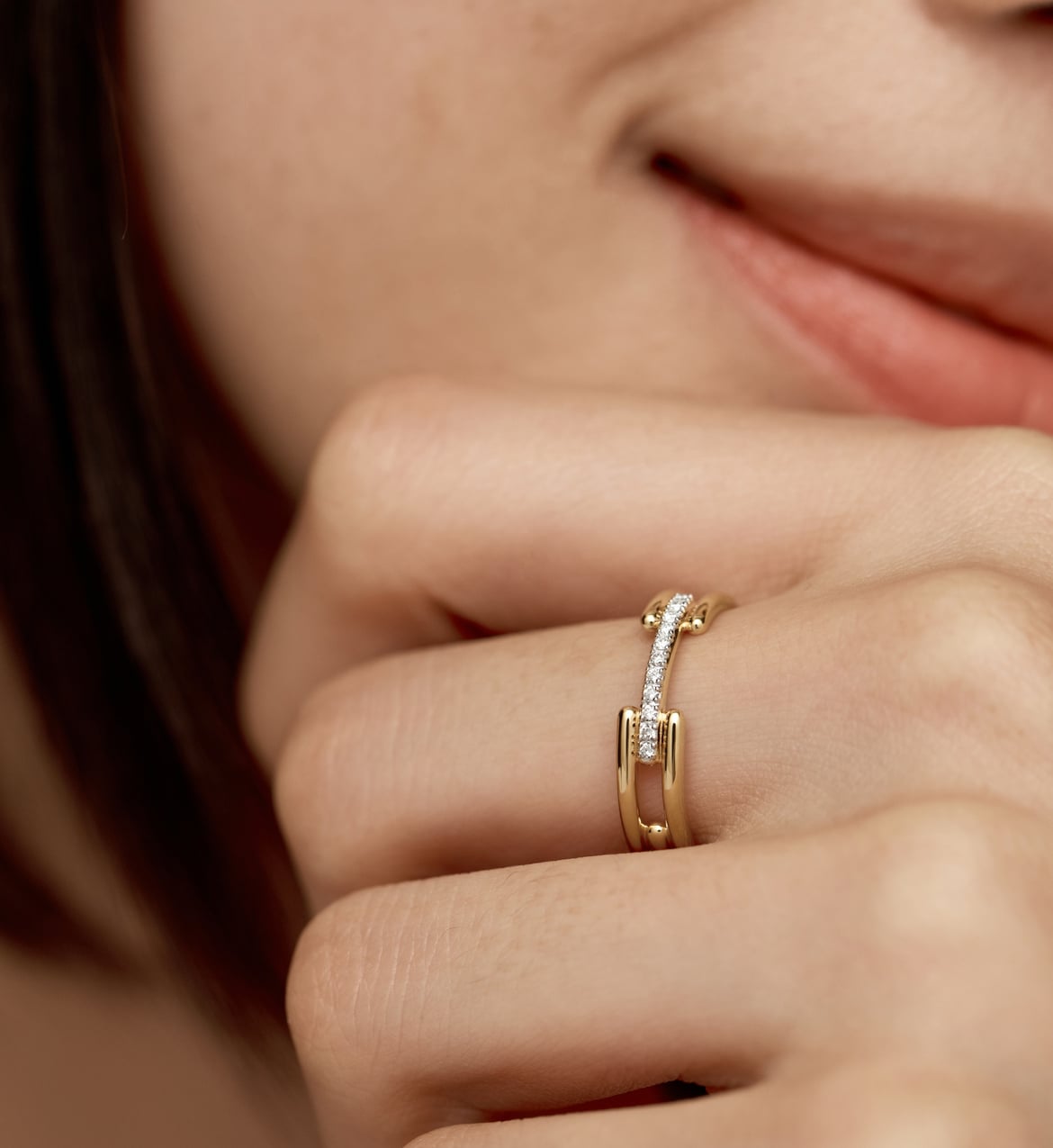 Signature Link Diamond Ring in 18k Gold Vermeil on Sterling Silver and ...